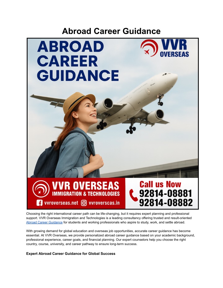 PPT - Abroad Career Guidance | VVR Overseas Immigration and ...