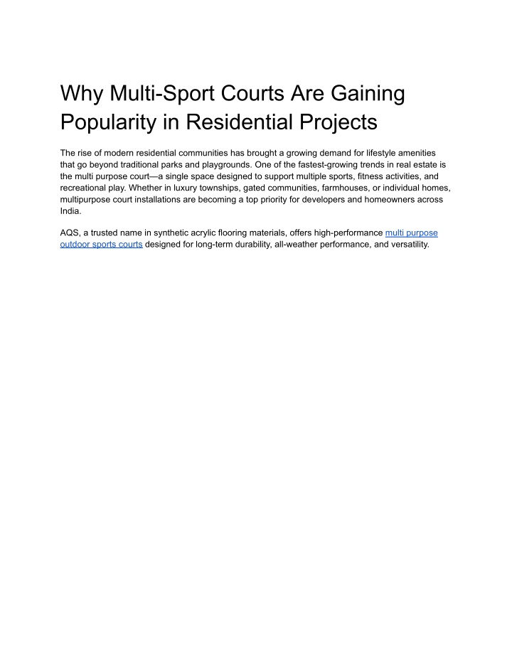 PPT - Why Multi-Sport Courts Are Gaining Popularity in Residential ...