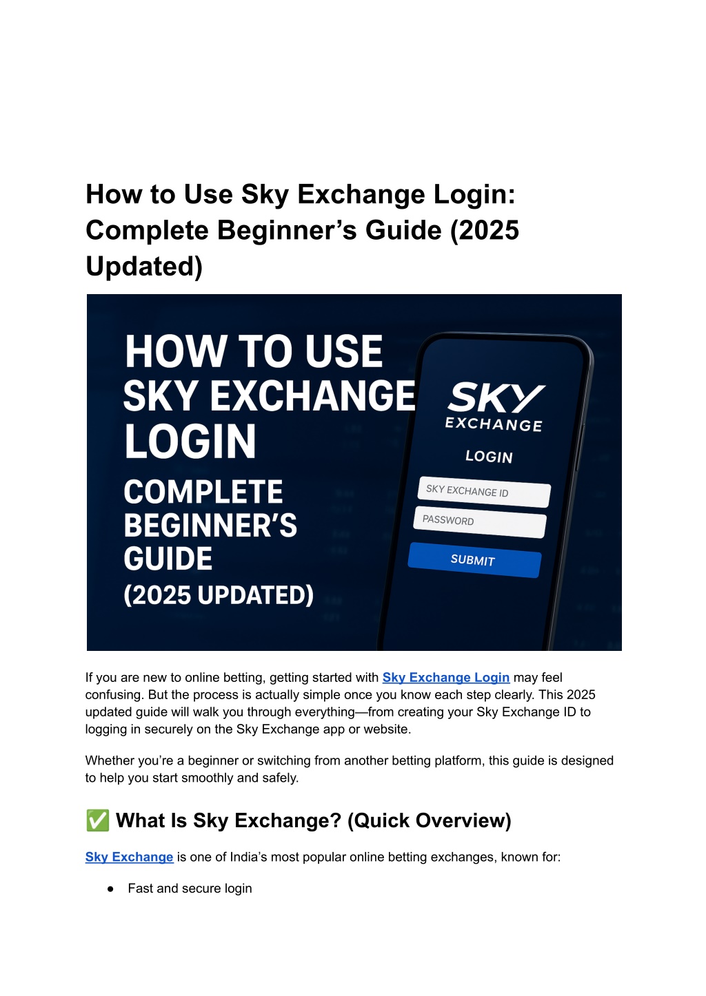 PPT - How to Use Sky Exchange Login_ Complete Beginner’s Guide (2025 ...