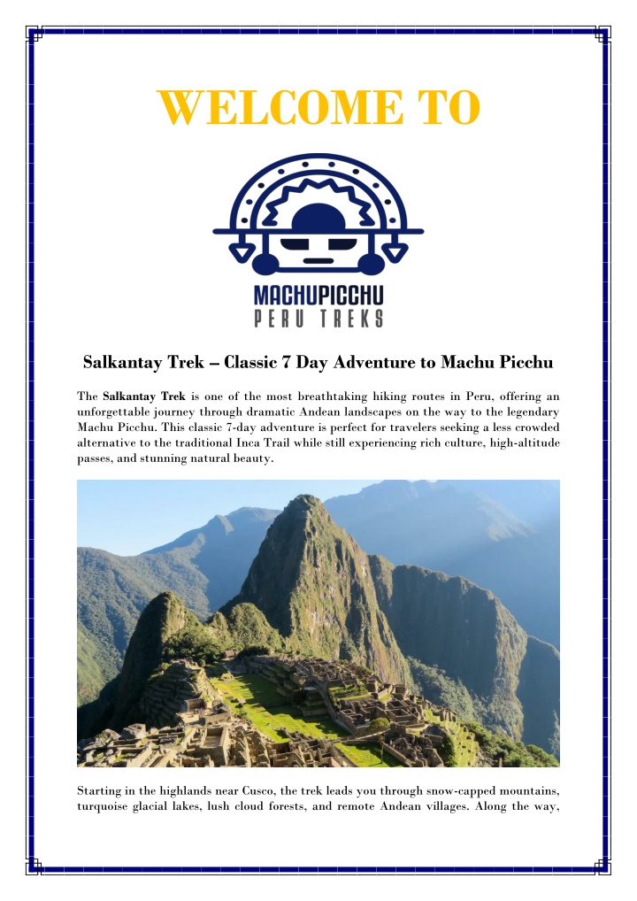 PPT - 7-Day Classic Salkantay Inca Trail Trek to Machu Picchu ...