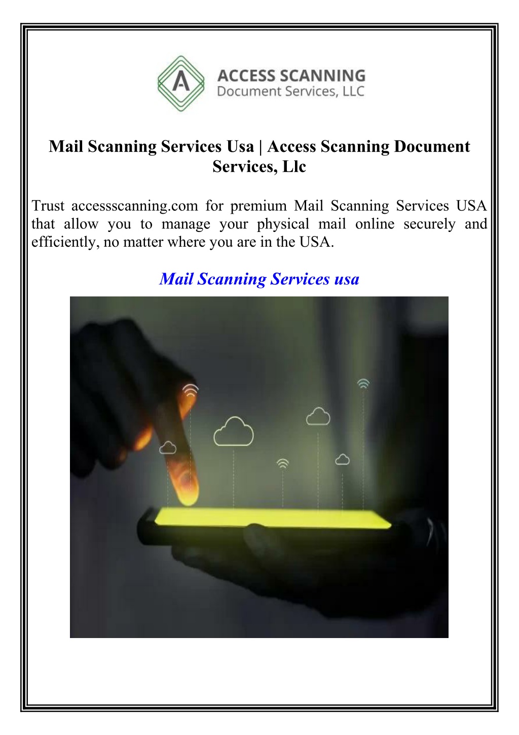 PPT - Mail Scanning Services Usa Access Scanning Document Services, Llc ...