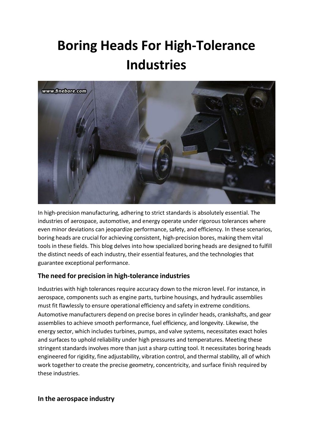 PPT - Boring Heads For High-Tolerance Industries PowerPoint ...