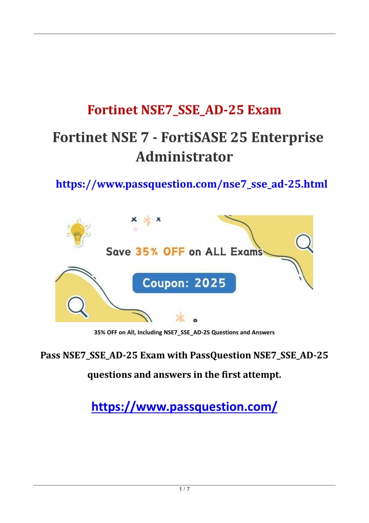 PPT - NSE7_SSE_AD-25 NSE 7 - FortiSASE 25 Enterprise Administrator PDF ...