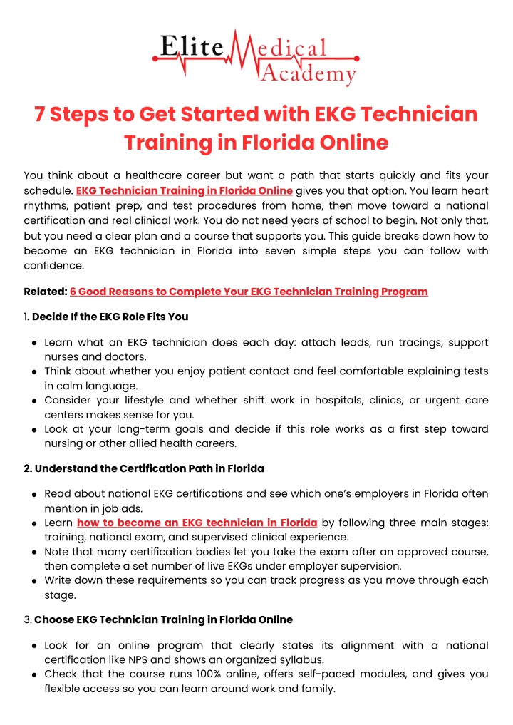 PPT - 7 Steps to Get Started with EKG Technician Training in Florida ...