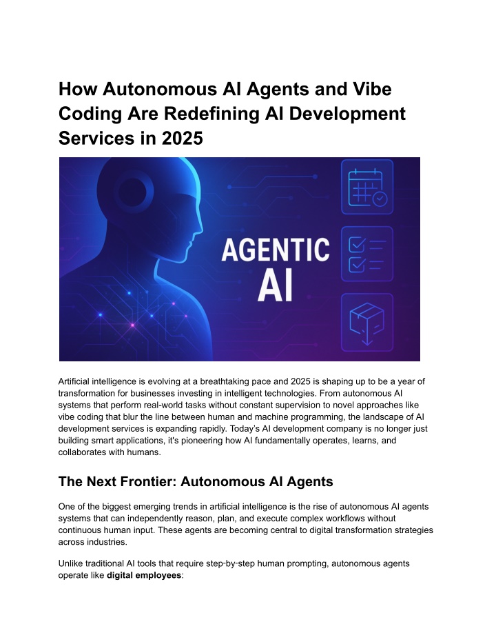 PPT - How Autonomous AI Agents and Vibe Coding Are Redefining AI ...