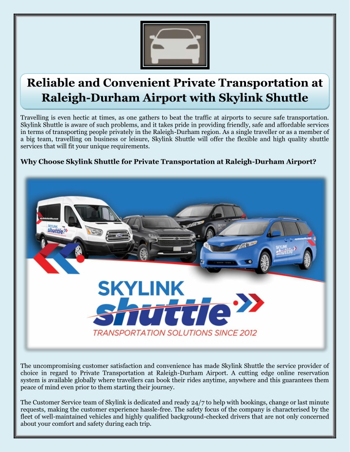 PPT - Reliable and Convenient Private Transportation at Raleigh-Durham ...