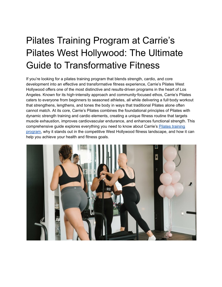 PPT - Pilates Training Program at Carrie’s Pilates West Hollywood_ The ...
