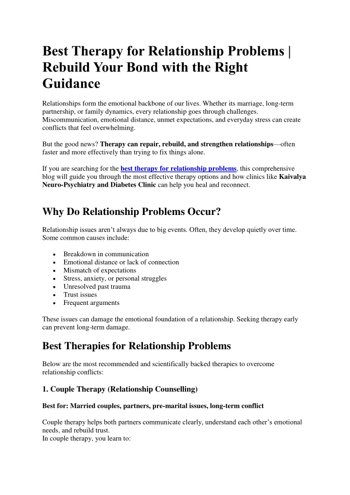 PPT - Best therapy for relationship problems PowerPoint Presentation ...