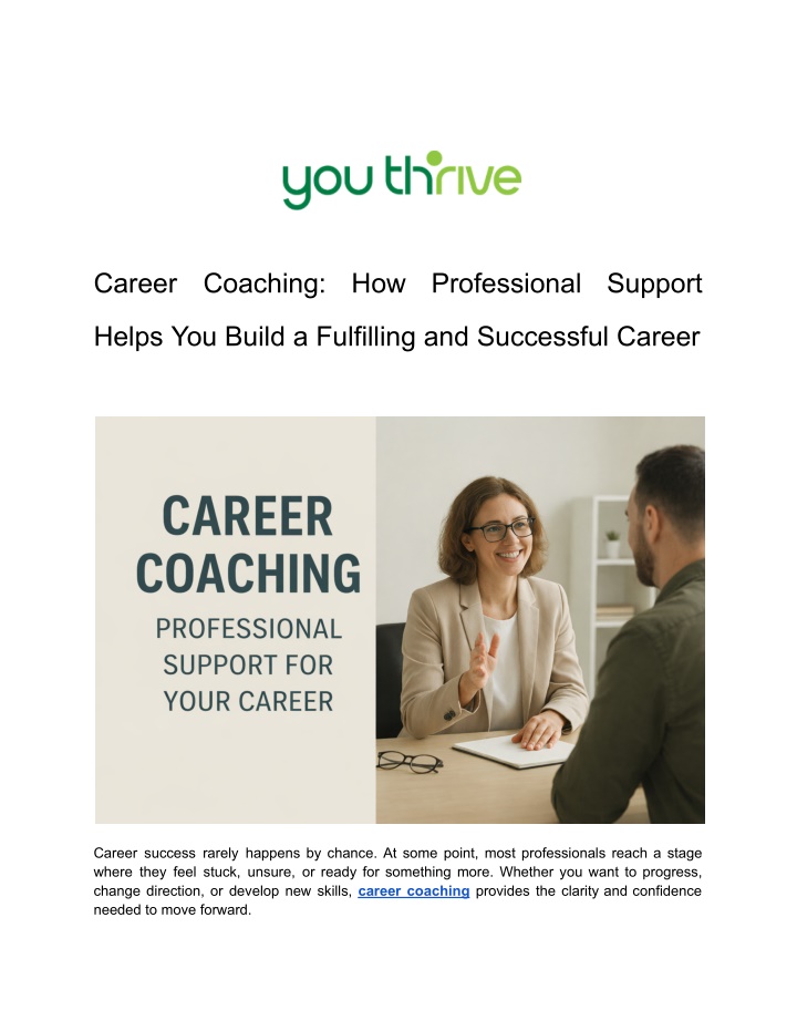 PPT - Career Coaching - How Professional Support Helps You Build a ...