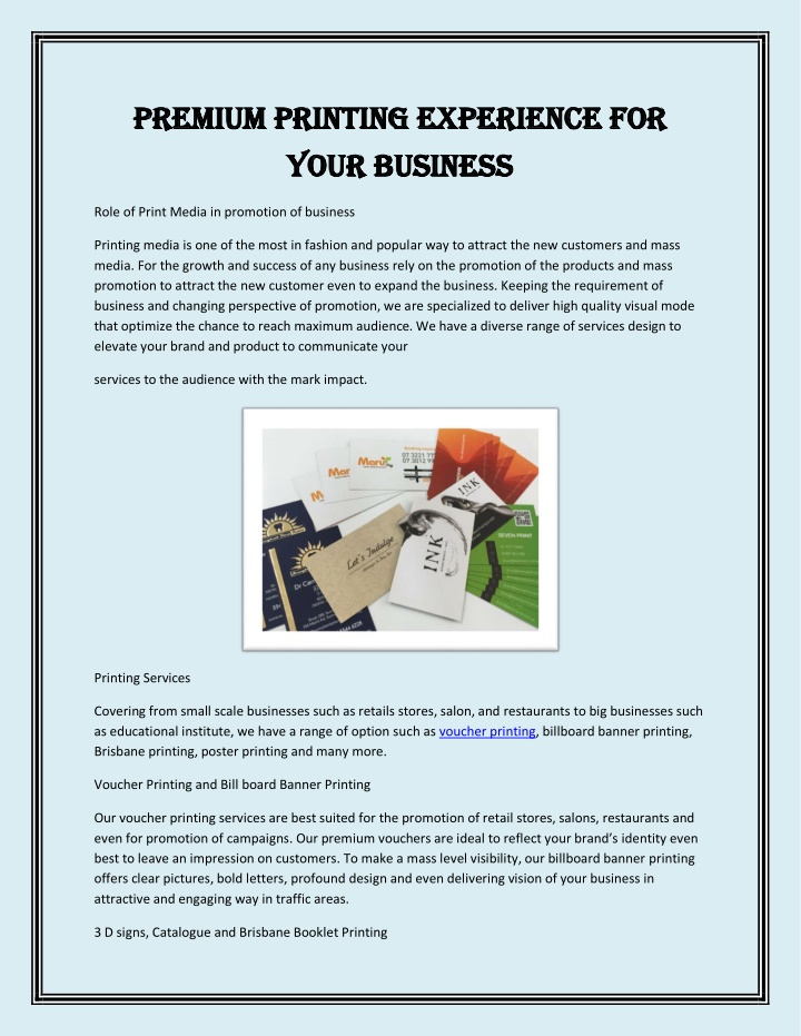PPT - Premium Printing Experience for Your Business PowerPoint ...