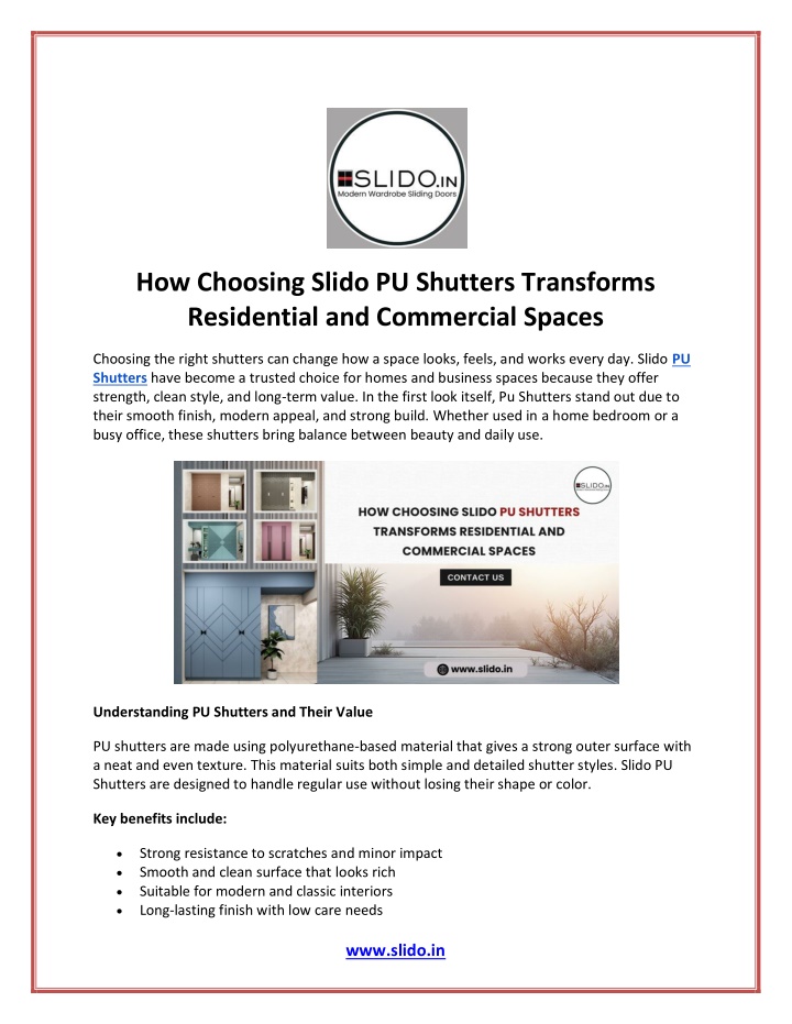 PPT - How Choosing Slido PU Shutters Transforms Residential and ...