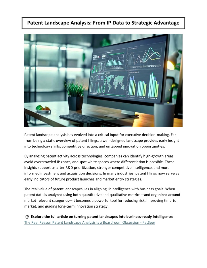PPT - Patent Landscape Analysis From IP Data to Strategic Advantage ...