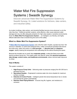 PPT - Water Mist Fire Suppression Systems | Swastik Synergy PowerPoint ...