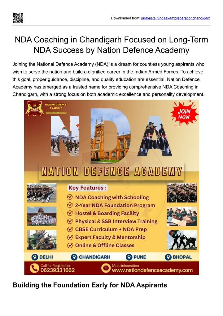 PPT - NDA Coaching in Chandigarh Focused on Long-Term NDA Success by ...