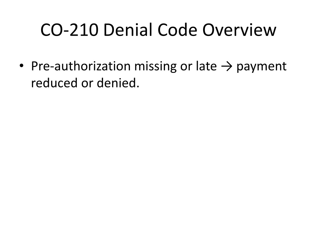 PPT - CO-210 Denial Code Guide PowerPoint Presentation, free download ...