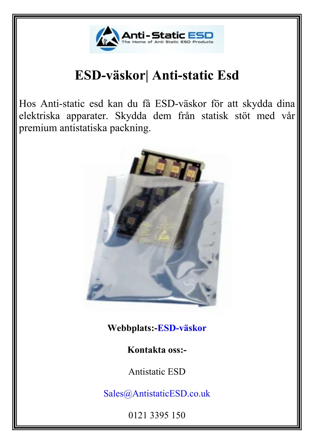 PPT - ESD-väskor Anti-static Esd PowerPoint Presentation, free download ...
