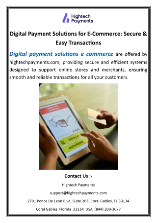 PPT - Digital Payment Solutions for E Commerce Secure Easy Transactions ...