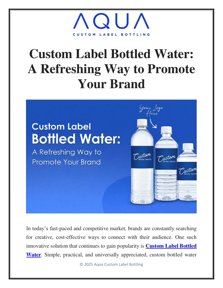 PPT - Custom Label Bottled Water: A Refreshing Way to Promote Your ...