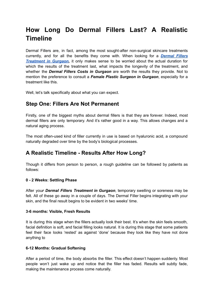 PPT - How Long Do Dermal Fillers Last_ A Realistic Timeline PowerPoint ...