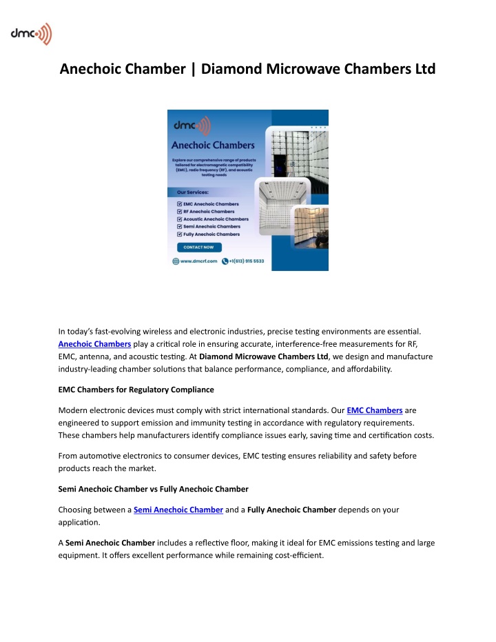 PPT - Anechoic Chamber | Diamond Microwave Chambers Ltd PowerPoint ...