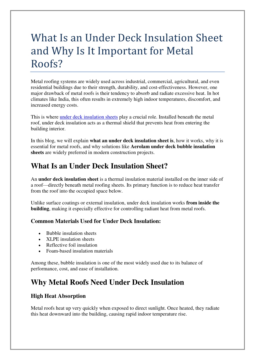 PPT - What Is an Under Deck Insulation Sheet and Why Is It Important ...