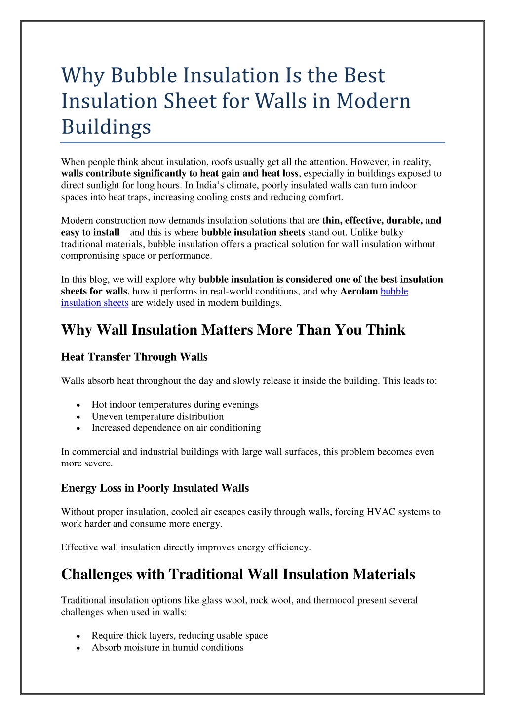 PPT - Why Bubble Insulation Is the Best Insulation Sheet for Walls in ...