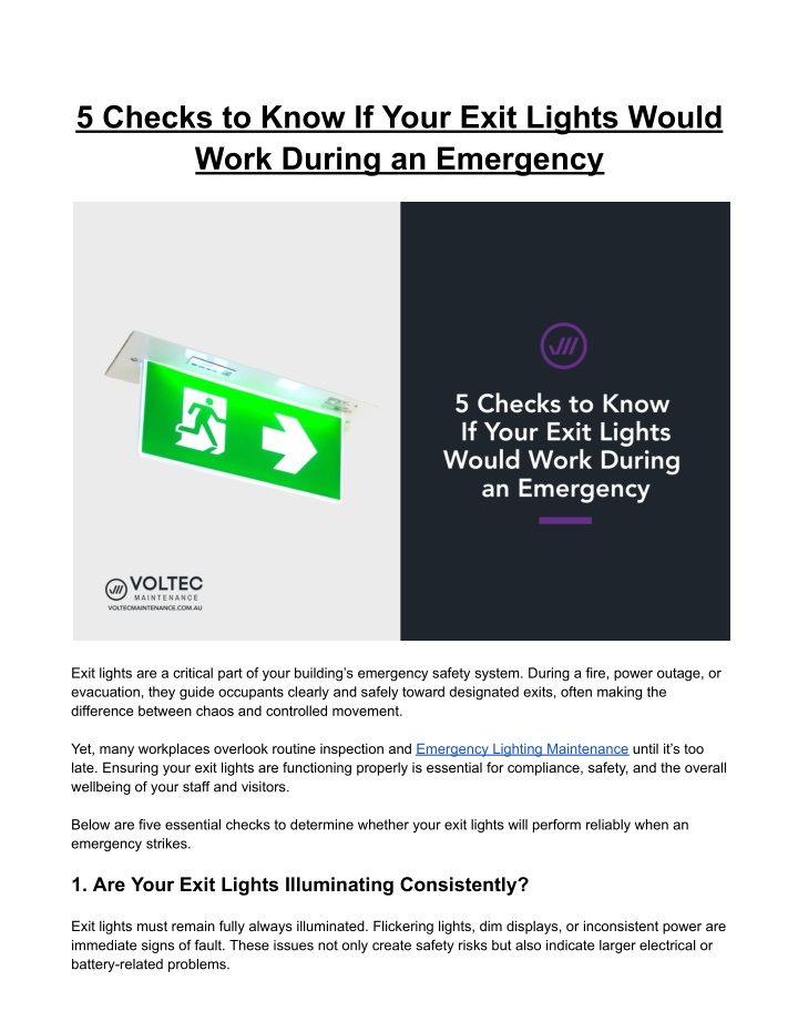 PPT - 5 Checks to Know If Your Exit Lights Would Work During an ...