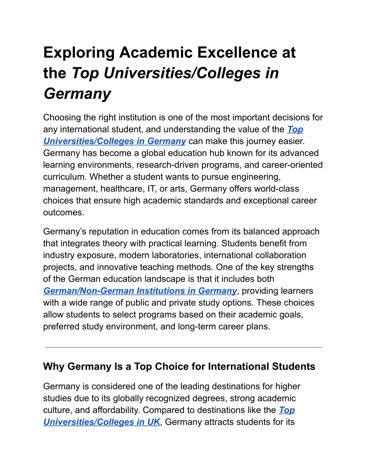 PPT - Study at Top Universities/Colleges in Germany: Excellence ...