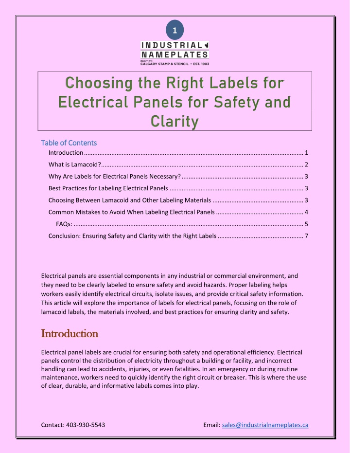 PPT - Choosing the Right Labels for Electrical Panels for Safety and ...