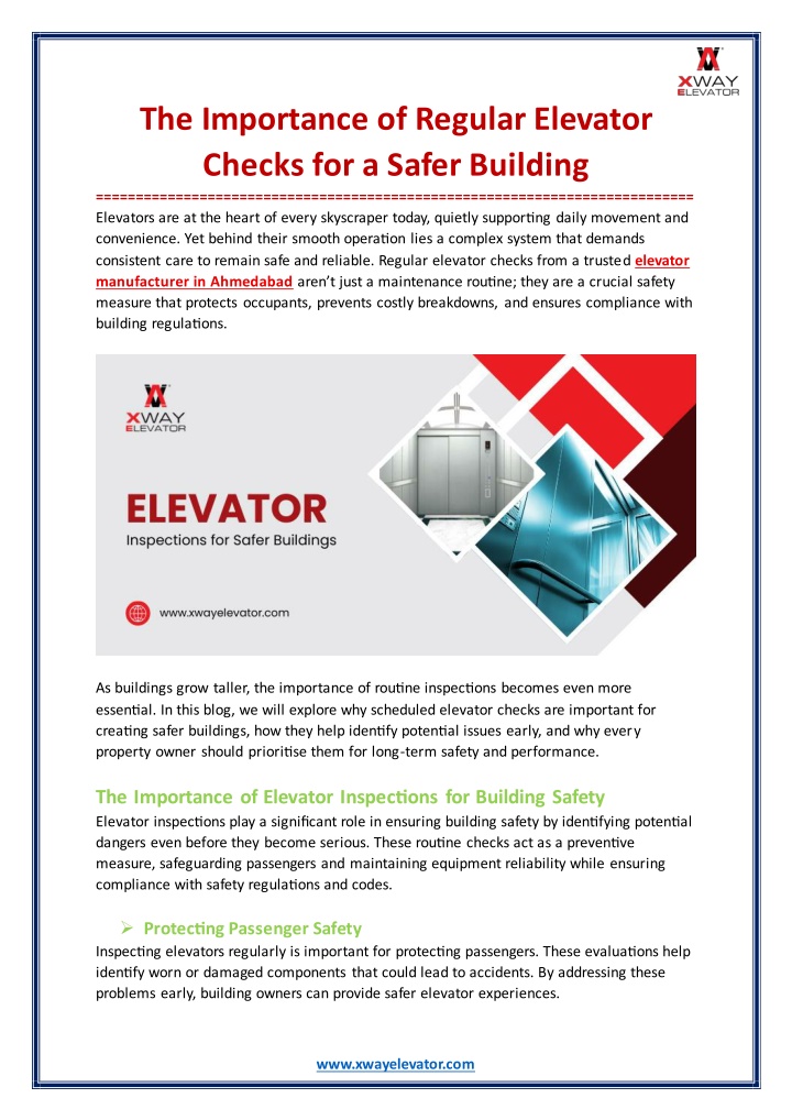 PPT - The Importance of Regular Elevator Checks for a Safer Building ...