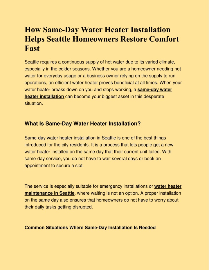 PPT - Water Heater Installation Seattle – Residential and Commercial ...