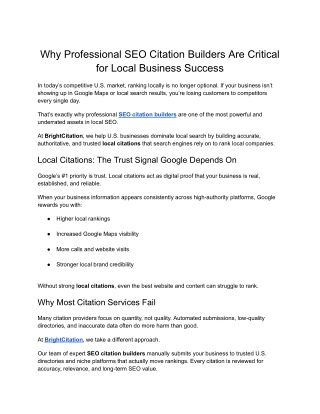 PPT - Why Professional SEO Citation Builders Are Critical for Local ...