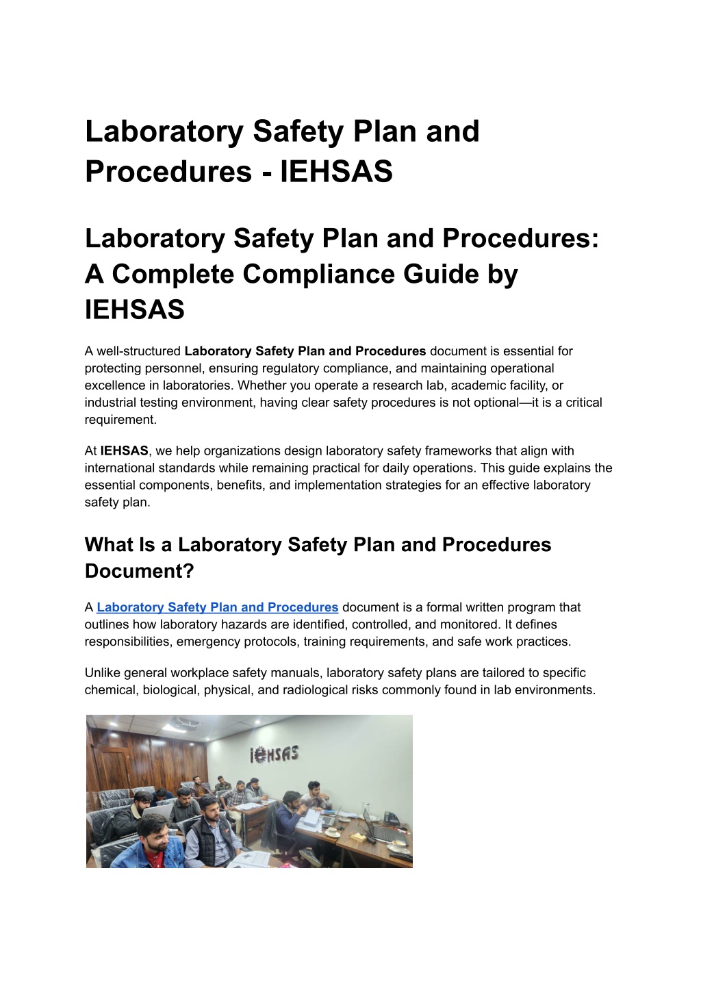 PPT - Laboratory Safety Plan and Procedures IEHSAS PowerPoint ...