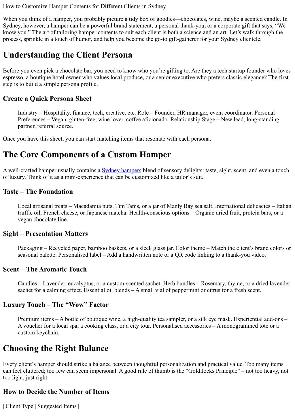 PPT - How to Customize Hamper Contents for Different Clients in Sydney ...