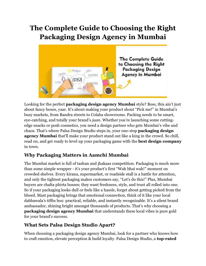 PPT - The Complete Guide to Choosing the Right Packaging Design Agency ...