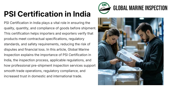 PPT - PSI Certification in India – Global Marine Inspection PowerPoint ...