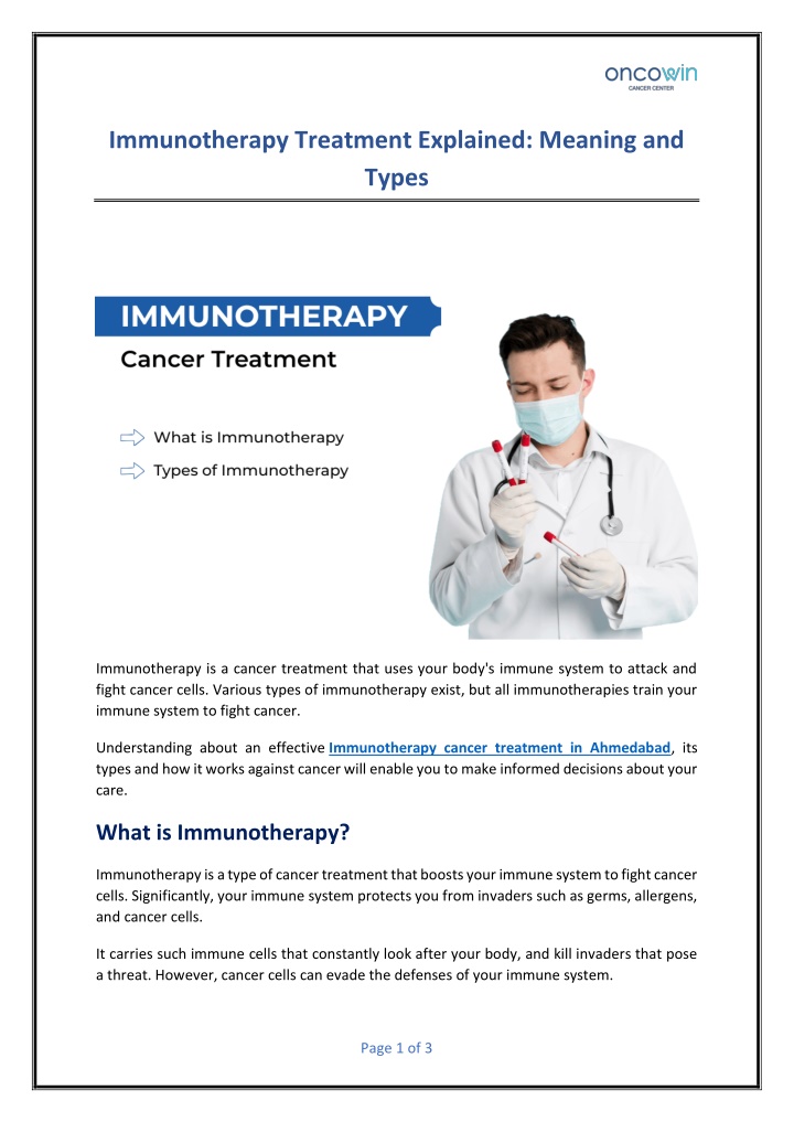 PPT - Immunotherapy Treatment Explained - Meaning and Types PDF ...