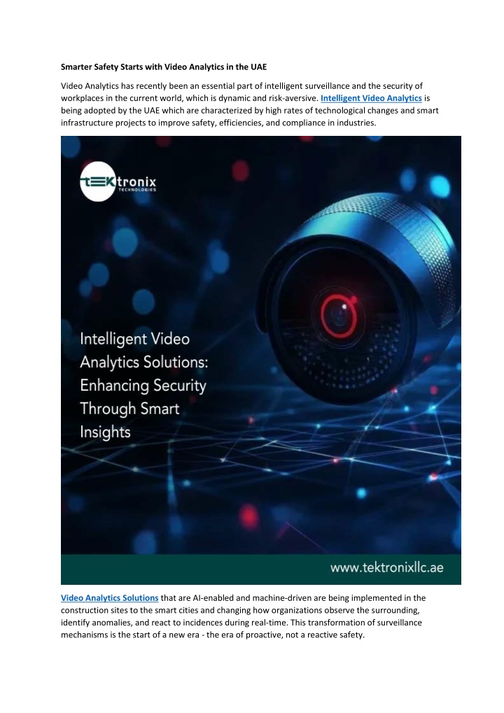 PPT - Smarter Safety Starts with Video Analytics in the UAE PowerPoint ...