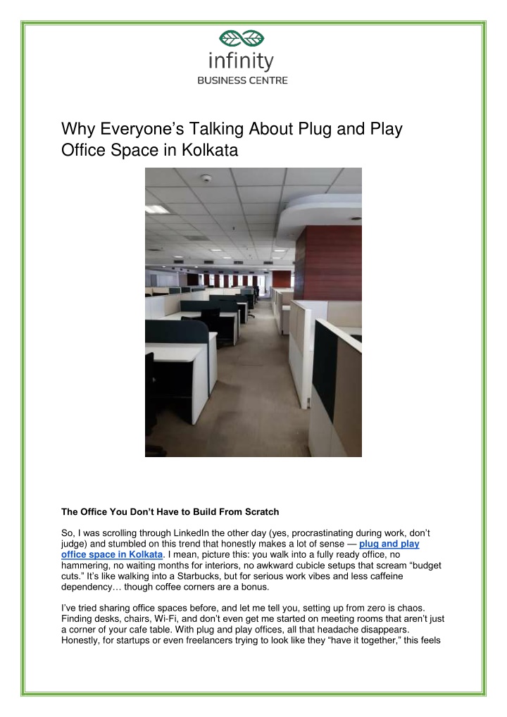 PPT - Plug & Play Office Space in Kolkata | Infinity Business Centre ...