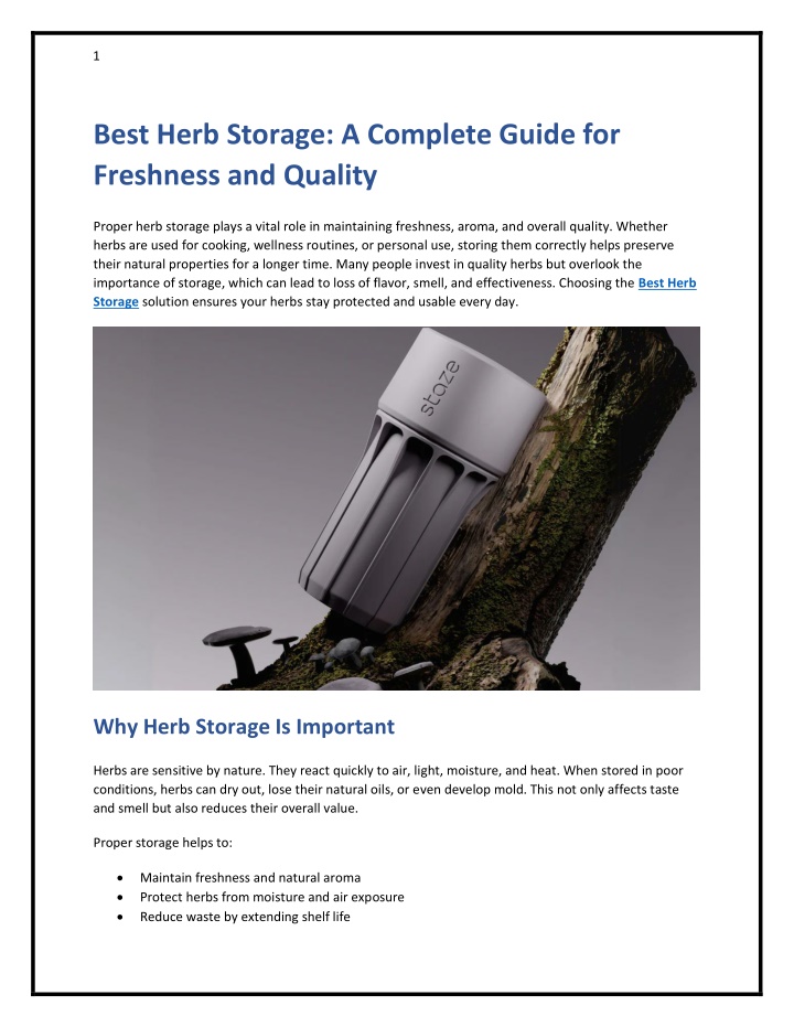 PPT - The Ultimate Guide to Herb Storage for Long-Lasting Freshness and ...