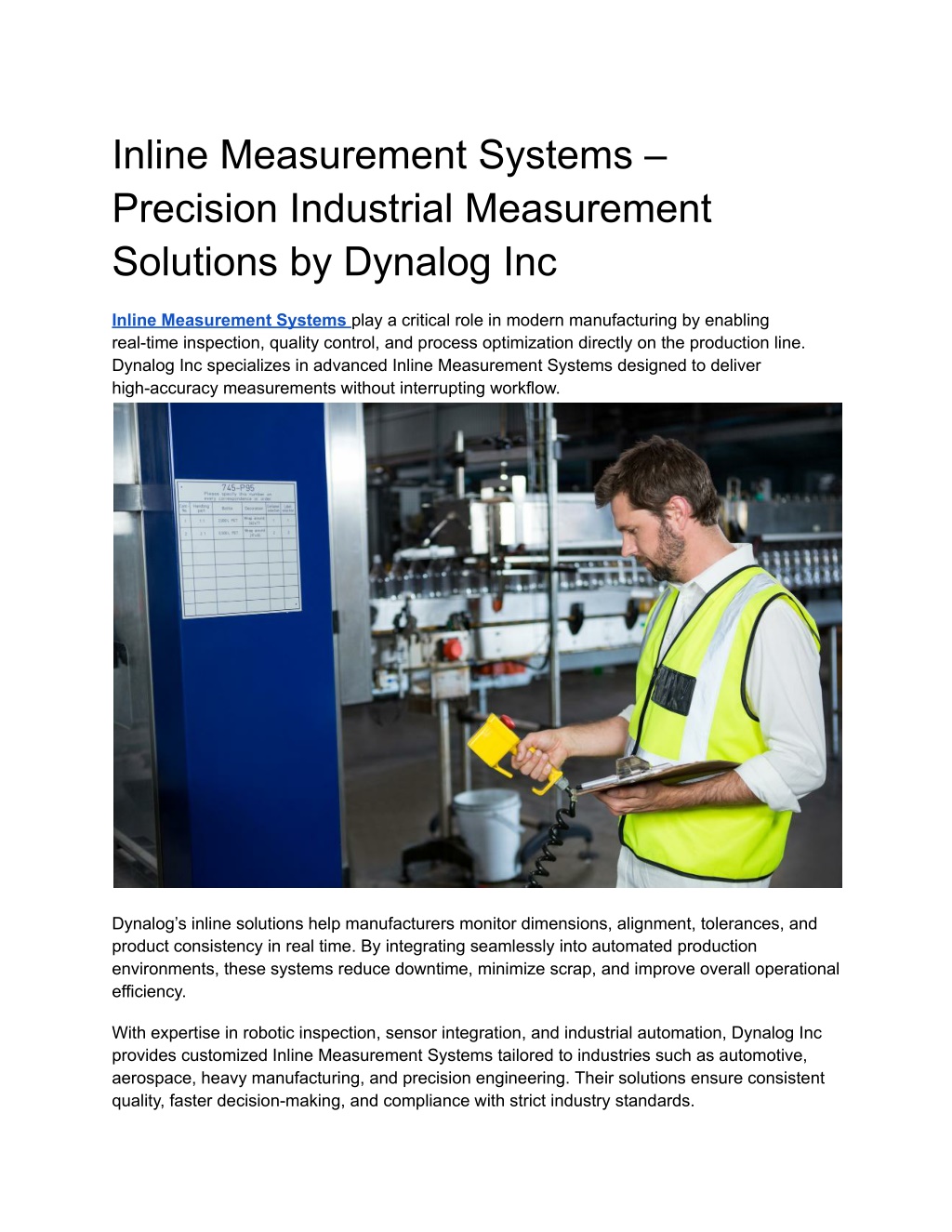 PPT - Inline Measurement Systems – Precision Industrial Measurement Solutions by Dynalog Inc ...