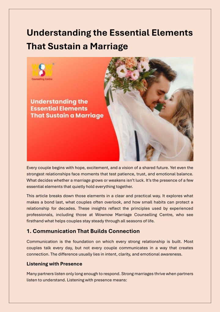 PPT - The Key Elements That Build a Strong and Lasting Marriage ...