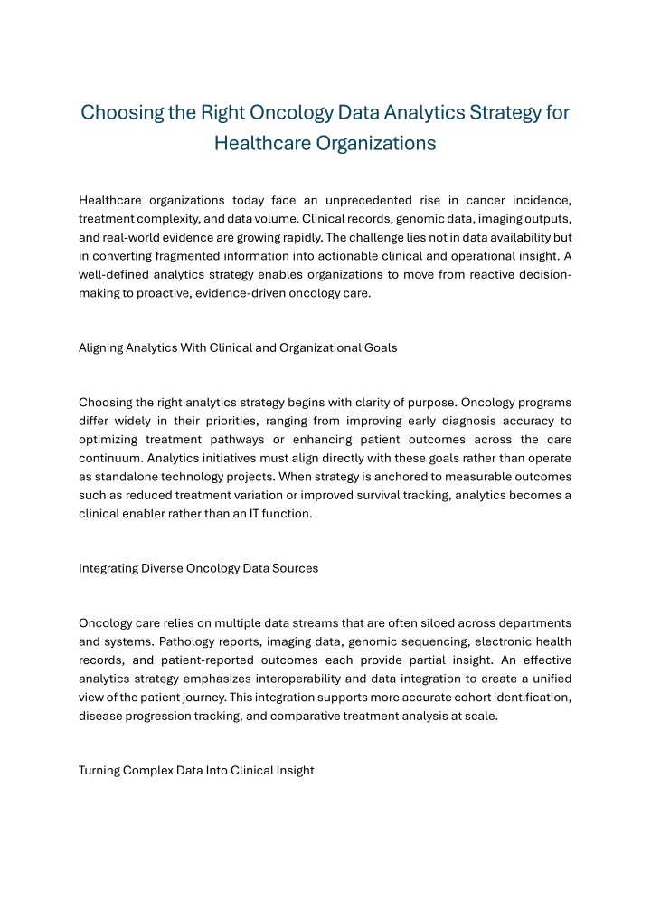 PPT - Choosing the Right Oncology Data Analytics Strategy for ...
