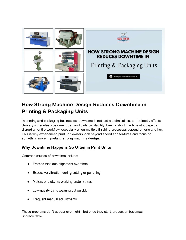 PPT - How Strong Machine Design Reduces Downtime in Printing ...