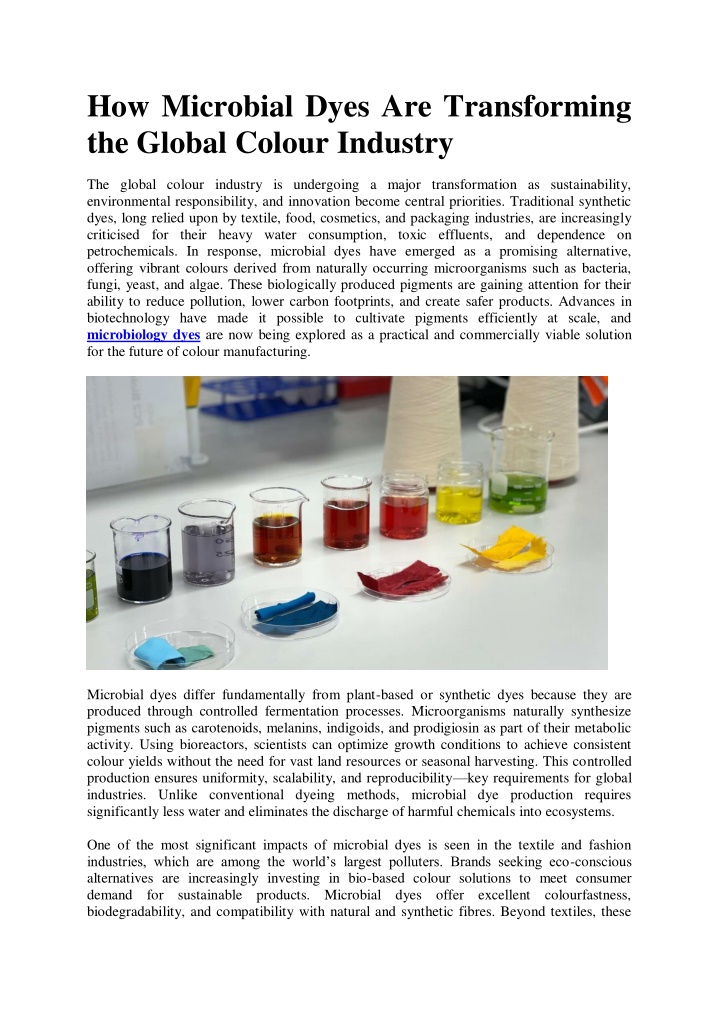 PPT - How Microbial Dyes Are Transforming the Global Colour Industry ...