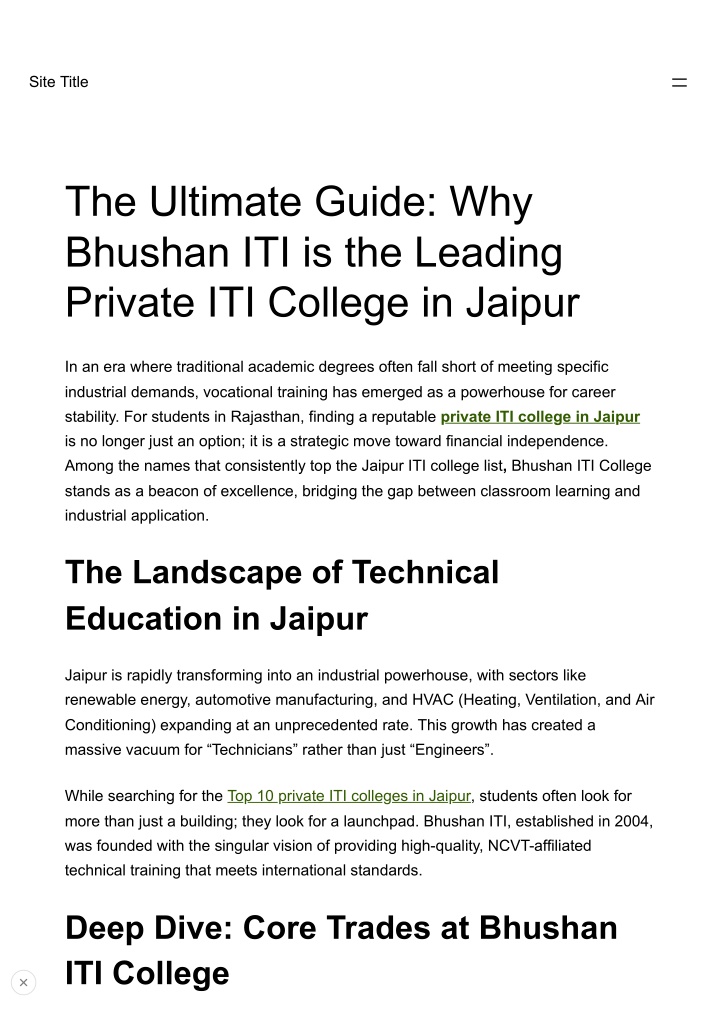 PPT - The Ultimate Guide- Why Bhushan ITI is the Leading Private ITI ...