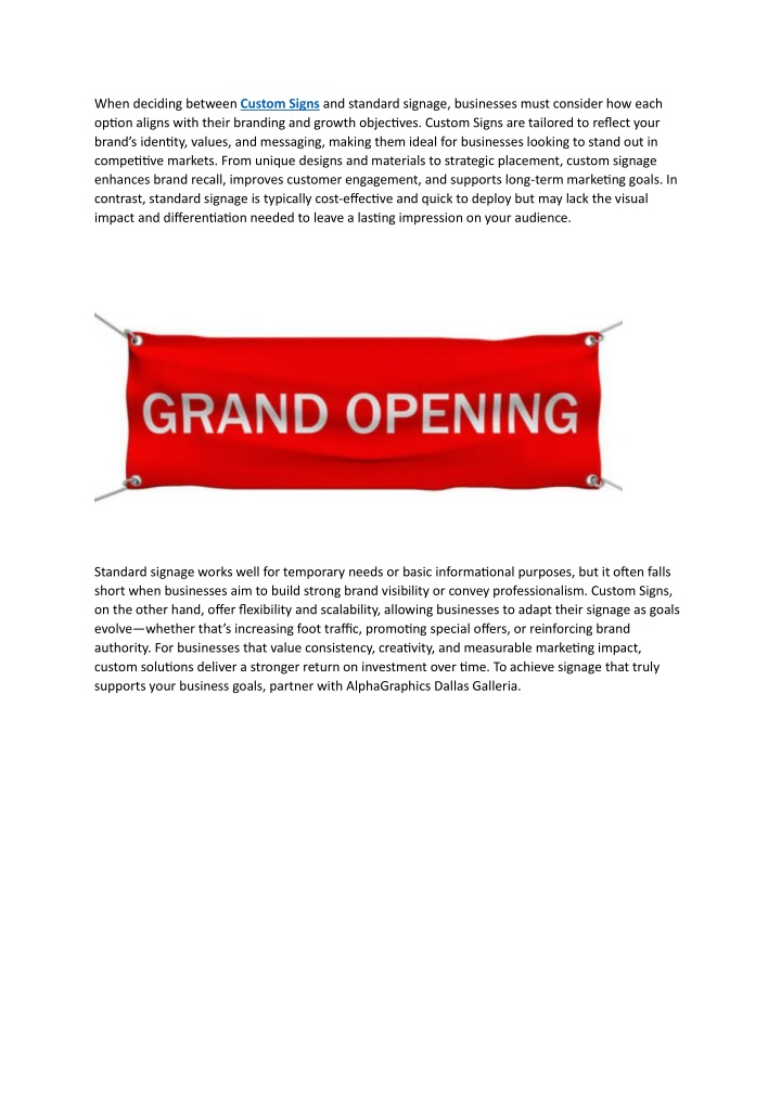 PPT - Custom Signs vs Standard Signage Which Is Better for Your ...