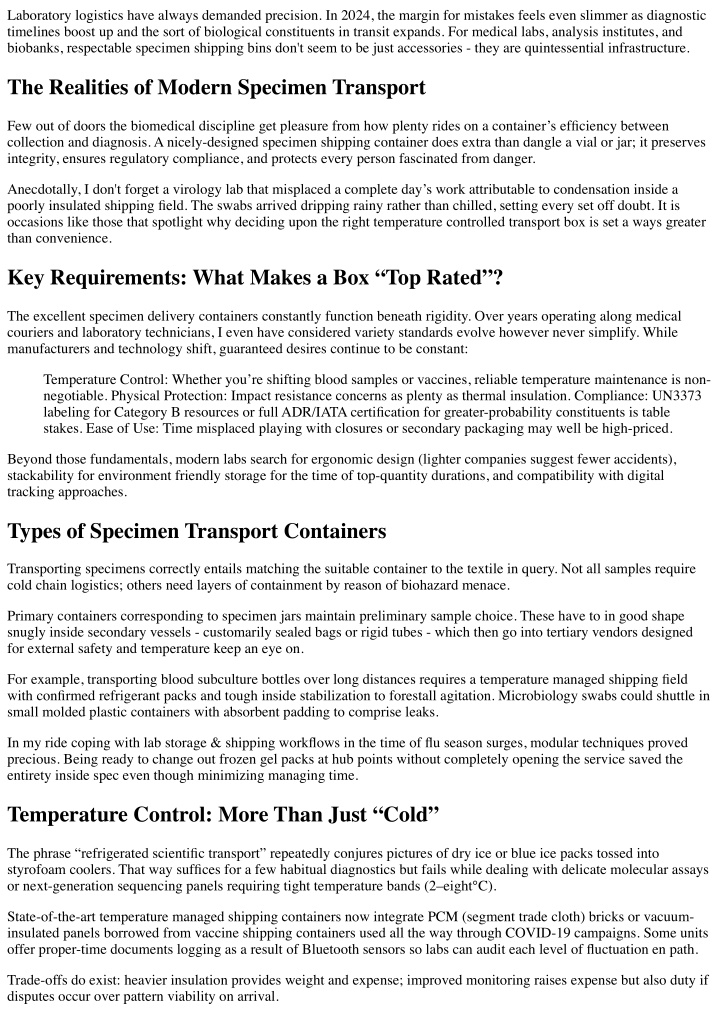 PPT - Top Rated Specimen Transport Boxes for 2024 Laboratories ...
