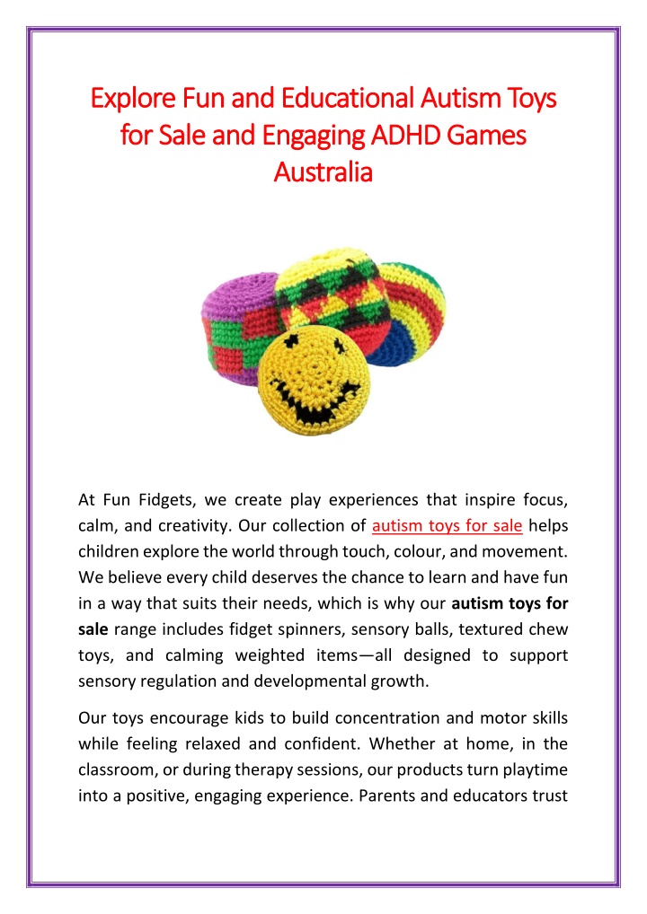 PPT - Explore Fun and Educational Autism Toys for Sale and Engaging ...