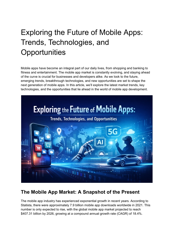PPT - Exploring the Future of Mobile Apps: Trends, Technologies, and ...